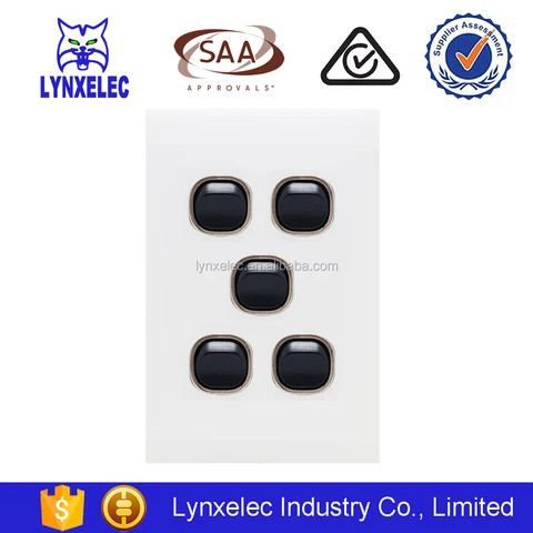 Buy Australia New Zealand Saa Approved Clipsal Saturn Type Black 5 Gang ...