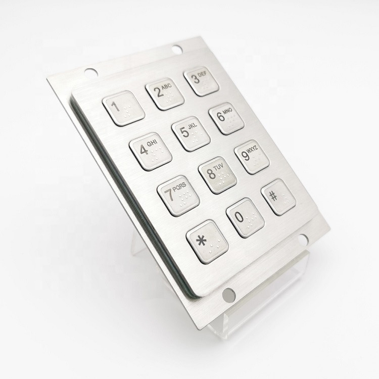 Buy Custom 12 Key Matrix Waterproof Stainless Metal Braille Keypad For ...