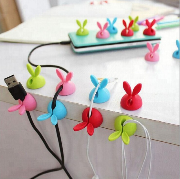 Buy Desktop Cable Clips Holders Cute Rabbit Shape Earphones Usb Cable ...
