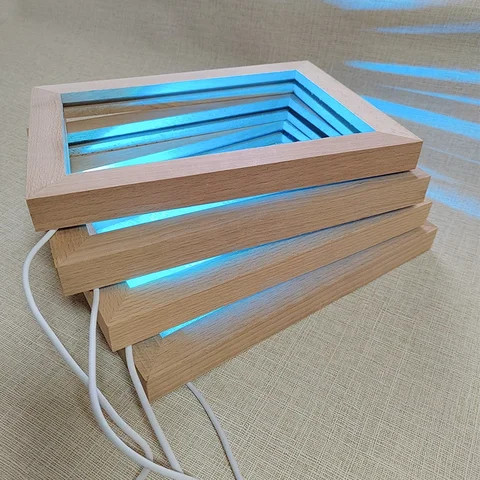 Buy Diy Square Solid Wood Led Frame Light With Laser Engraved Acrylic ...