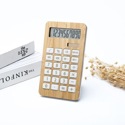 Buy Eco-friendly Natural Bamboo Desktop Calculator 12 Digit Battery And ...