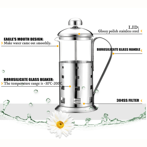 Buy Heat Resistant Pyrex Borosilicate Glass Coffee And Tea Plunger from ...