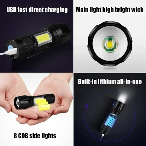 Buy Portable Cob+xpe Mini Usb Rechargeable Flashlight Aluminum Body ...