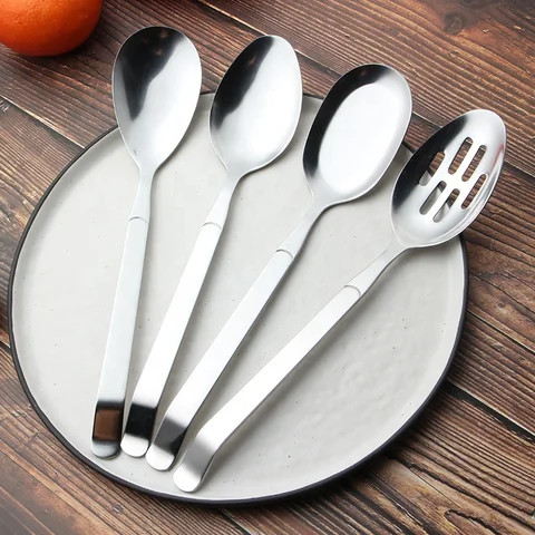 Buy Stainless Steel Serving Spoon Set, Buffet Salad Rice Kitchen Spoon ...
