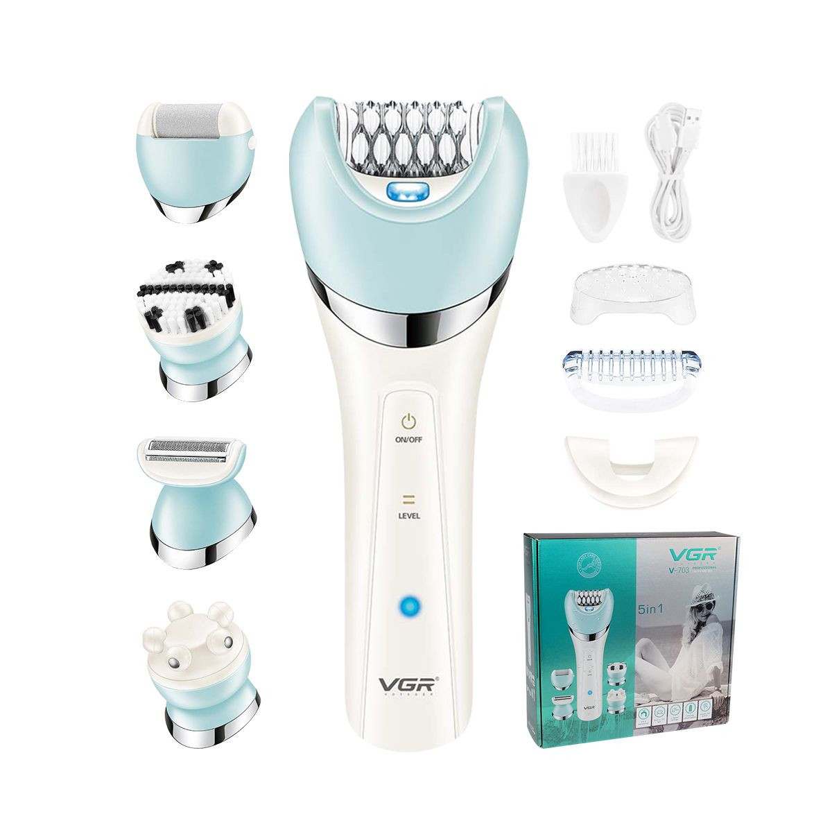 Buy Vgr V-703 Ipx4 Waterproof 5 In 1 Grooming Kit Electric Lady Shaver Epilator Rechargeable ...
