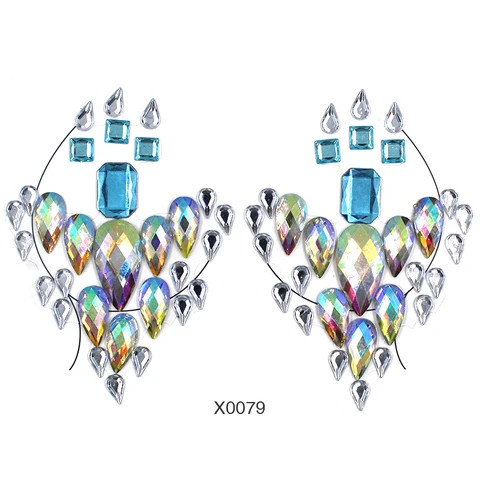 Buy Camellia Breast Gems Glitter Body Jewels Rave Festival Rhinestone ...