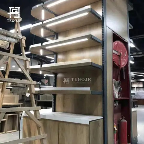 Buy Chinese Supermarket Wooden Display Gondola Stand Custom Steel ...