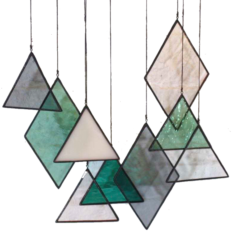 Buy Decorative Diamond Triangle Shaped Stained Glass Sun Catcher Craft ...