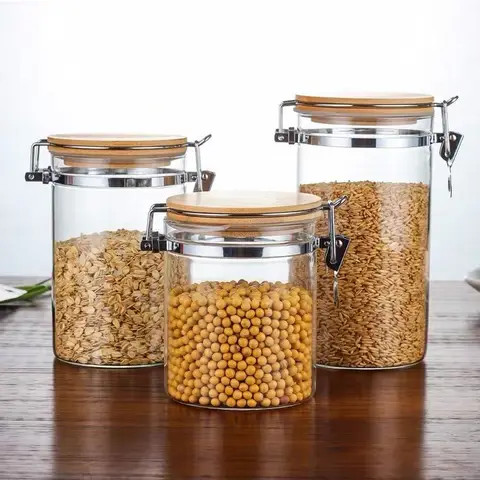 Buy Food Storage Glass Buckle Jar With Clip Lid Glass Pickle Jar ...