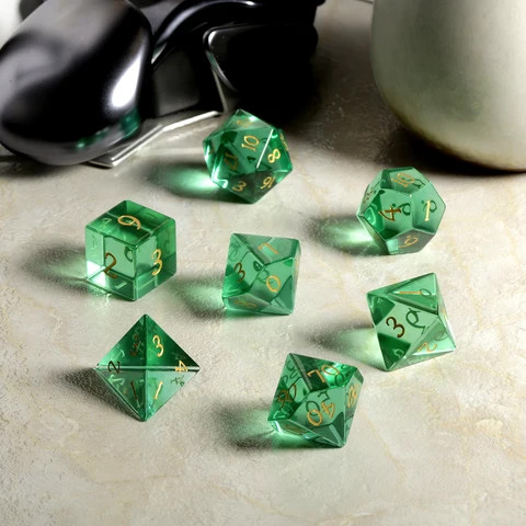 Buy Gemstone Dice D&d Engraved Dnd Glass Dice Green Handmade Stone ...