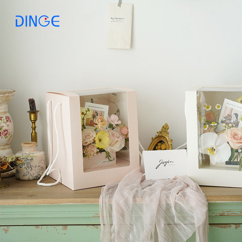 Buy Ins Portable Flower Box One Side Pvc Window Transparent Floral Box ...