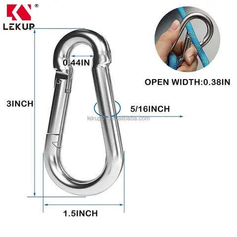 Buy M8 5/16" Galvanized Steel Snap Hook Carabiner Quick Link Carabiner ...