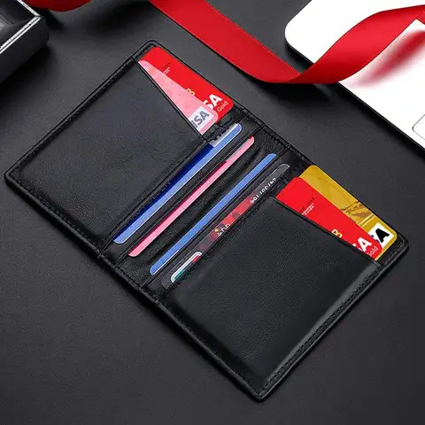 Buy Men Minimalist Slim Credit Card Holder Wallet Male Genuine Leather ...