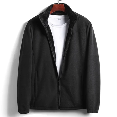 Buy New Stand-collar Mens Plus Size Jacket Plus Velvet Thickened Fleece ...