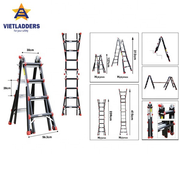 Buy Nvlb-44 Vietladders Extended Aluminum Ladder 4x4 Aluminum Step ...