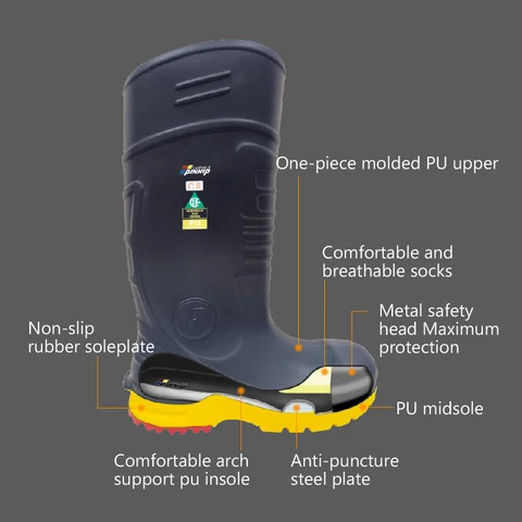 Buy Pinnip Chemical Plant Mens Safety Boots Oil-resistant Acid ...