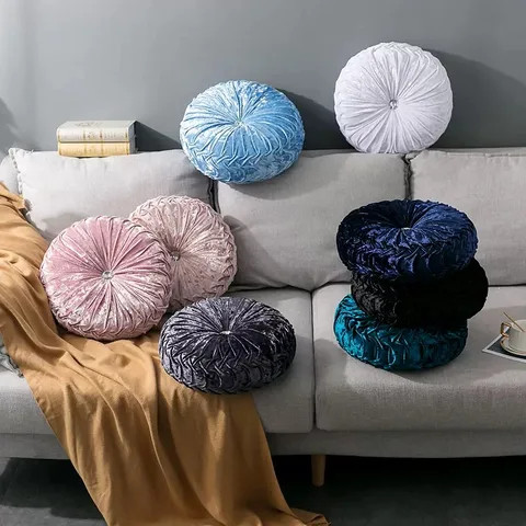 Buy Round Floor Pillow Handmade Pleats Round Pillow Cushion For Couch ...