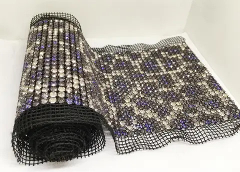 Buy Square Crystal Diamond Mesh Fabric With 24 Rows Of Crystal Glass ...