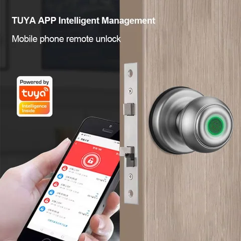 Buy Tuya Ttlock App Smart Door Knob Lock Mechanical Key Key Electric Fingerprint Smart Lock Door ...