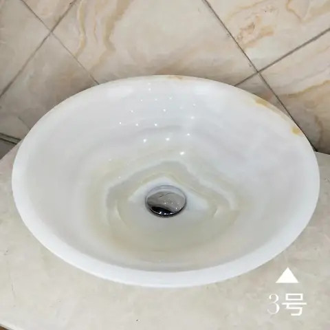 Buy White Onyk Stone Kitchen Sink Round Shape Vanity Wah Hand Bathroom ...