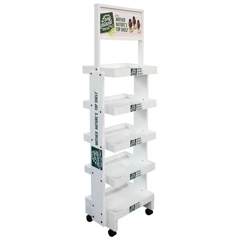 Buy Wood Display Rack Stand With 5 Shelf & Sign Header from Dongguan ...