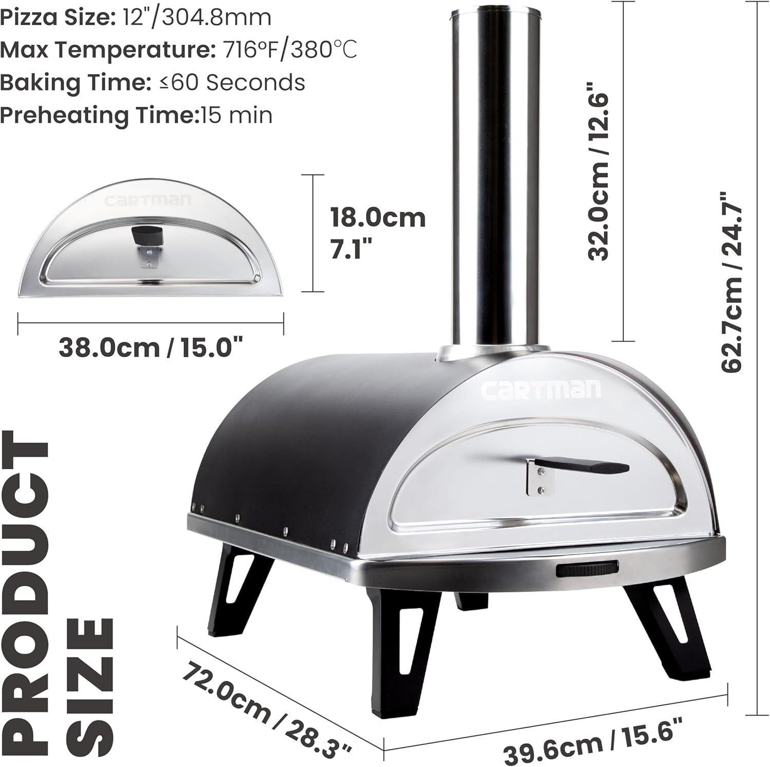 Buy Flyzza Gas Pellet Charcoal Multipurpose Auto Rotating Pizza Oven ...