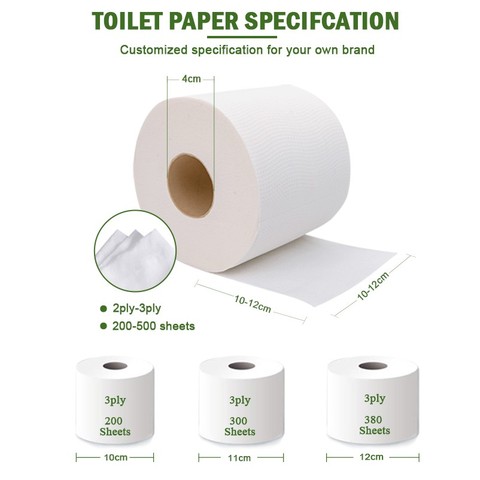 Buy 1-4ply Biodegradable Bamboo Pulp Toilet Paper Roll Toilet Tissue ...
