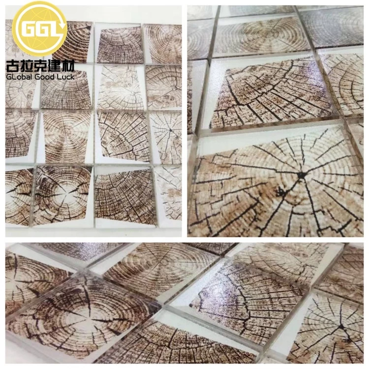 Buy 3 X 3 Inch Square Glass Mosaic Tile With Tree Texture For Kitchen ...