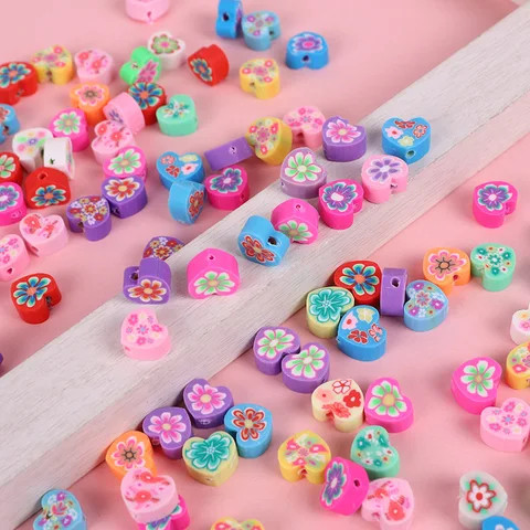 Buy C022 Factory 1000pcs Flat Round Love Shaped Flower Clay Beads For ...