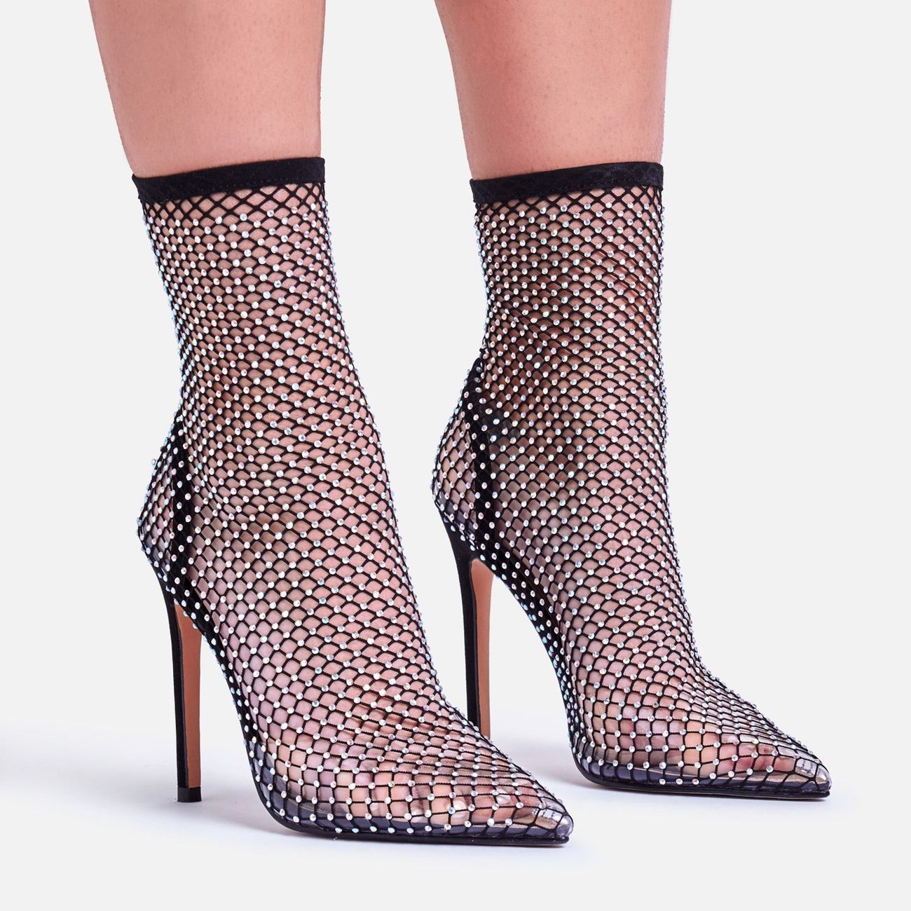 Buy Chengdu Shoes Factory Fishnet Mesh Diamend Detail Stiletto Heel ...