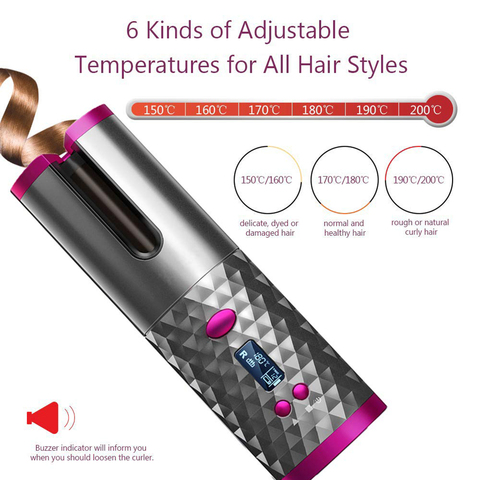 Buy Cordless Portable Curly Hair Machine Wireless Curling Iron Tenaza ...