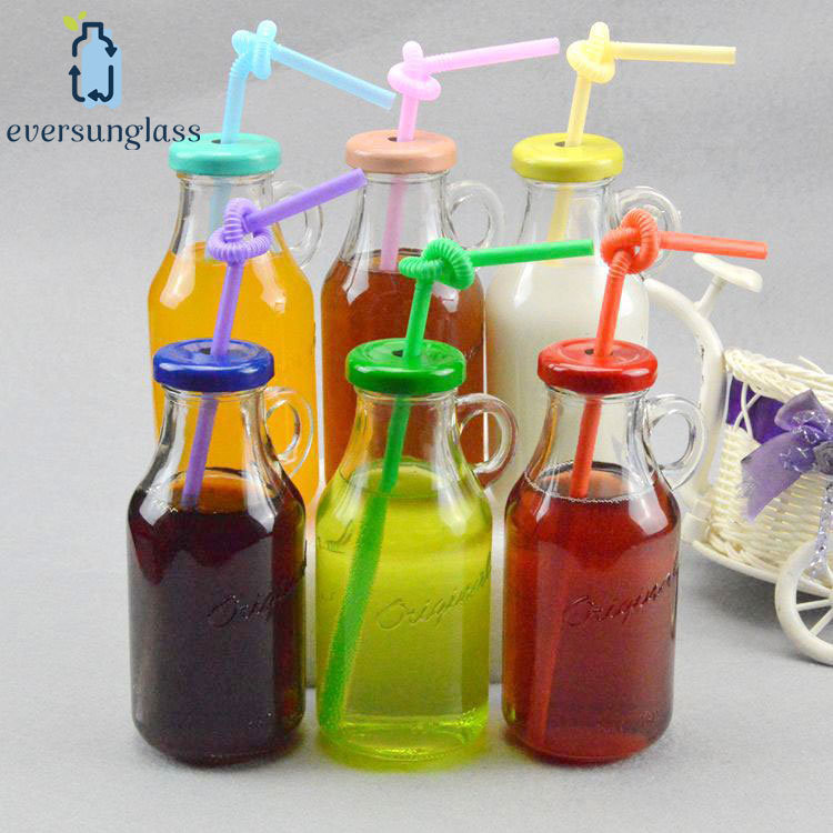 Buy Glass Mike Bottle 200ml 250ml With Screw Cap Straws from Ningbo ...
