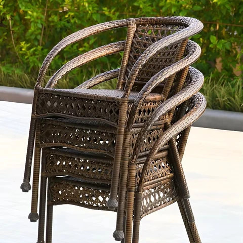 Buy Hot Sale Outdoor Garden Stackable Pe Rattan Chairs Patio Leisure ...