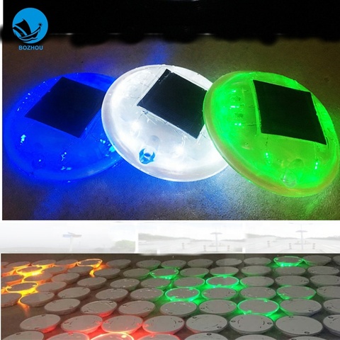 Buy Led Traffic Warning Light On The Ground Round Solar Road Stud Light ...