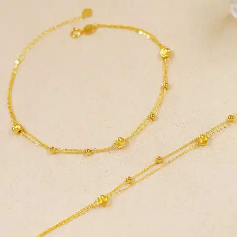 Buy Lerca Au750 Solid 18k Jewelry 18k Pure Gold Beaded Bracelet Real ...