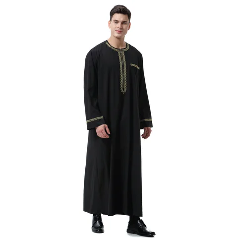 Buy Middle Eastern Mens Jubbah Thobe Crew Neck Islamic Clothing Robe ...