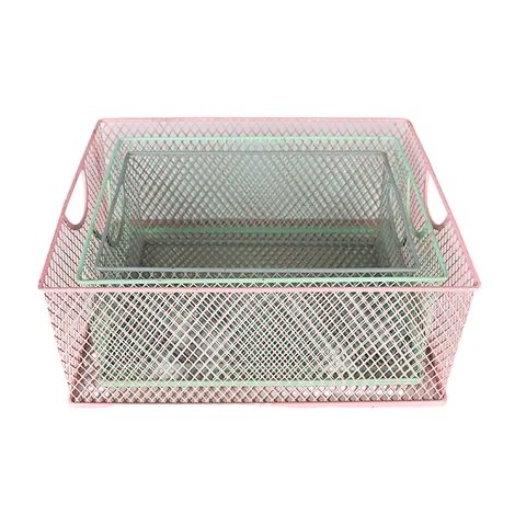 Buy Multifunctional Set 3 Colorful Rectangle Iron Storage Baskets ...