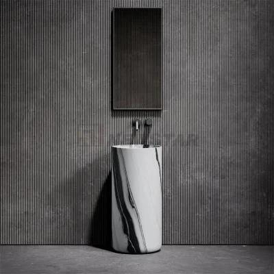 Buy Panda White Round Bathroom Sink Vanity Nordic Modern Kitchen Marble ...