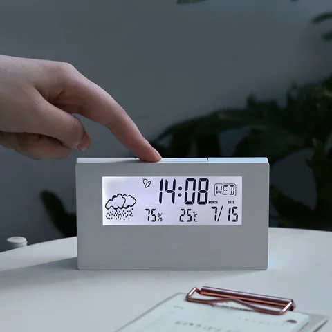 Buy Temperature Humidity Monitor Digital Thermo Lcd Hygrometer Clock ...