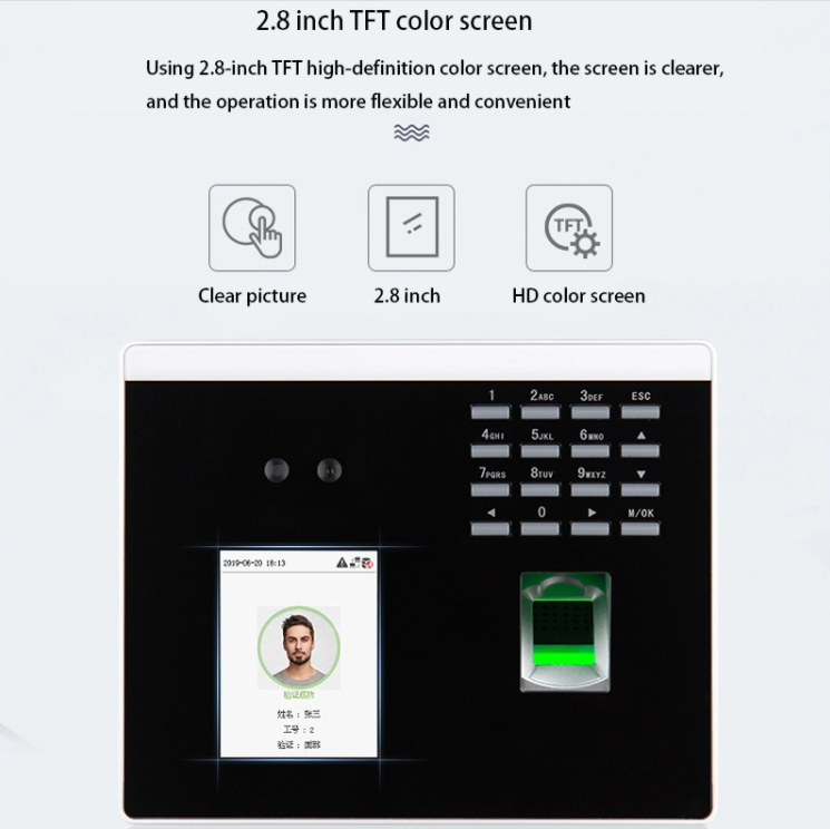 Buy Wifi Usb Tcp/ip Visible Light Dynamic Face Facial Fingerprint Recognition Time Attendance ...