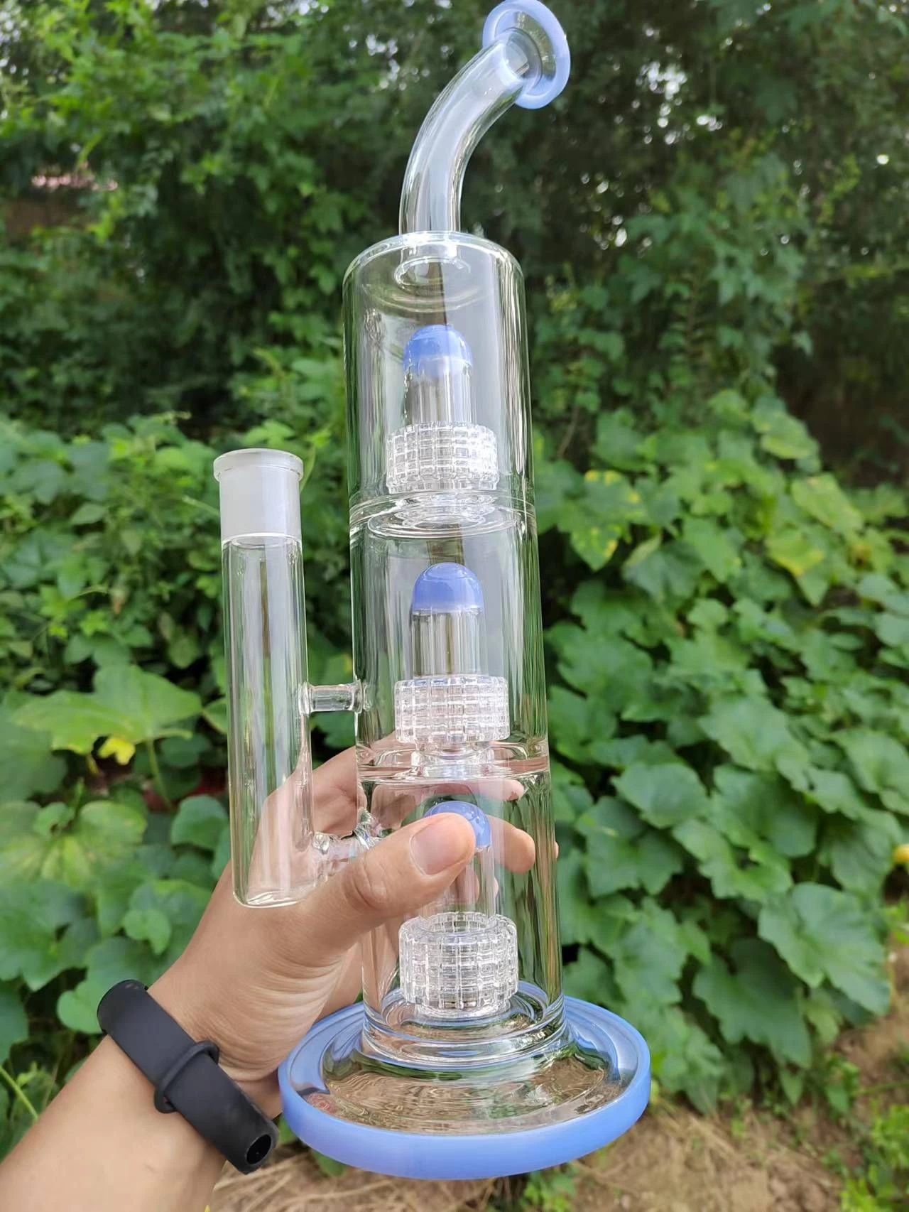 Buy 13.7 Inch Triple Matrix Perc Glass Bong Blue from DEMA ...