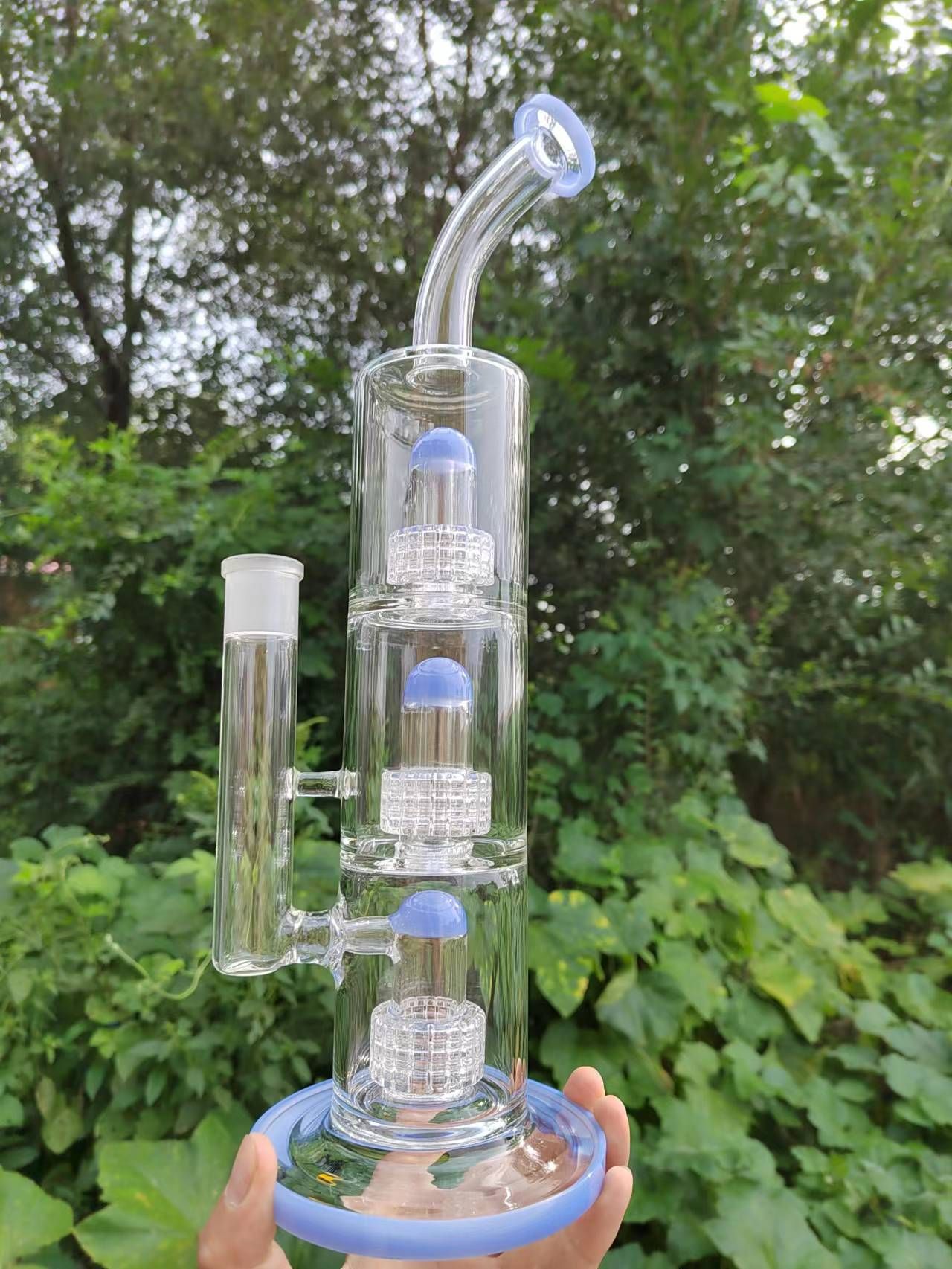 Buy 13.7 Inch Triple Matrix Perc Glass Bong Blue from DEMA ...