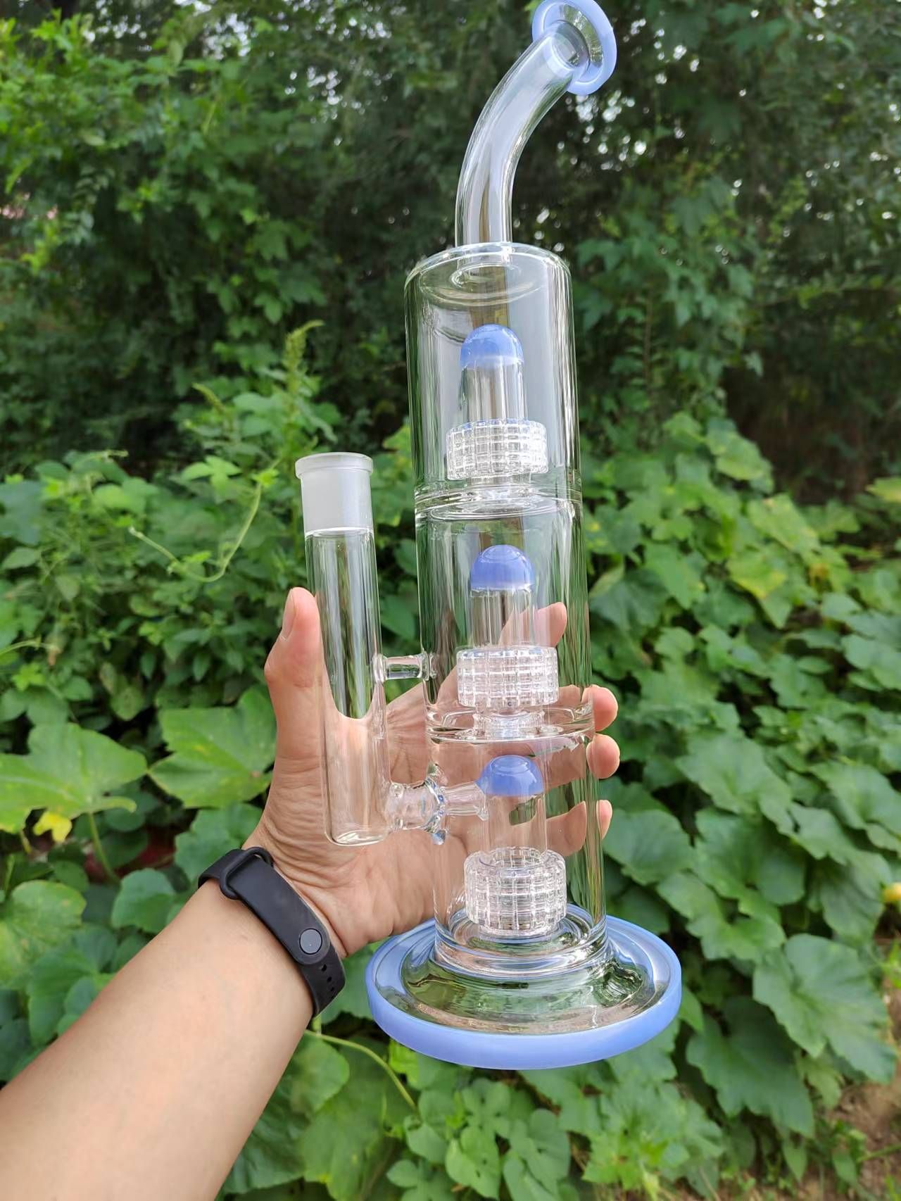 Buy 13.7 Inch Triple Matrix Perc Glass Bong Blue from DEMA ...