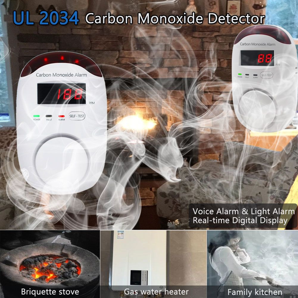 Buy Plug-in Type Carbon Monoxide Alarm Led Digital Display Voice Alert ...