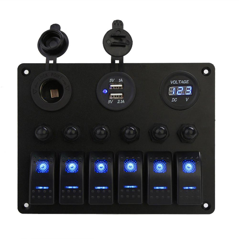 Buy 6 Way Waterproof Rocker Switch Panel With Digital Voltmeter+fuse ...