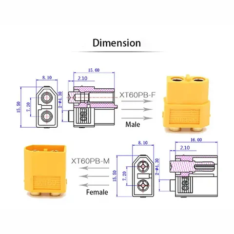 Buy Amass Original Xt60pb Pcb Board Welded Mount Power Connector Xt60pb ...