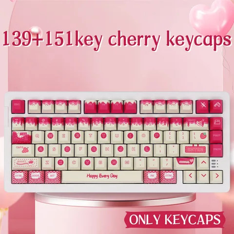 Buy Cream Cake Pbt Keycaps 151 Keys Custom Key Cap Cherry Profile ...