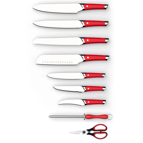 Buy Customized Logo Yangjiang Factory Red Abs Handle Kitchen Knife Set ...