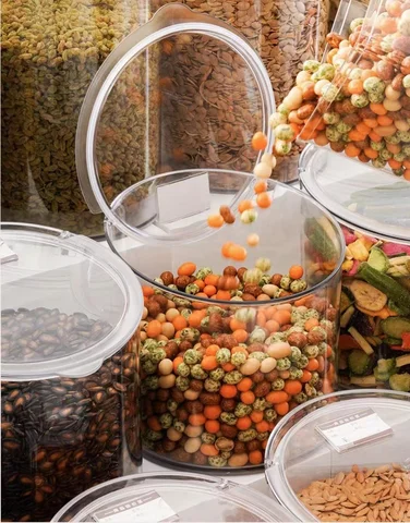 Buy Ecobox Round Container Scoop Bin Powder Spices Candy Storage ...