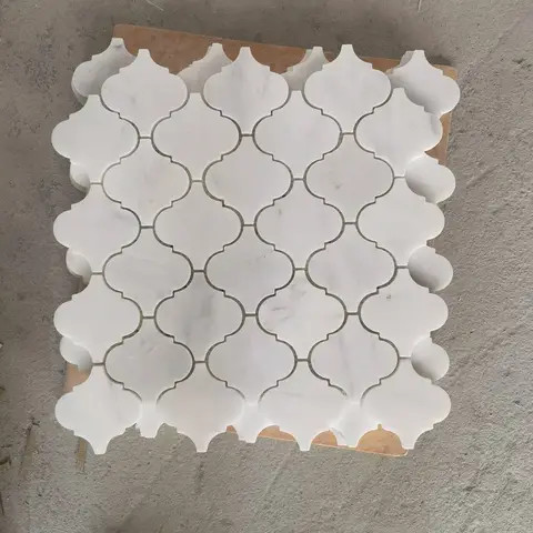 Buy Factory Sector Shape Carrara White Marble Mosaic 24*24 Stone Tiles ...